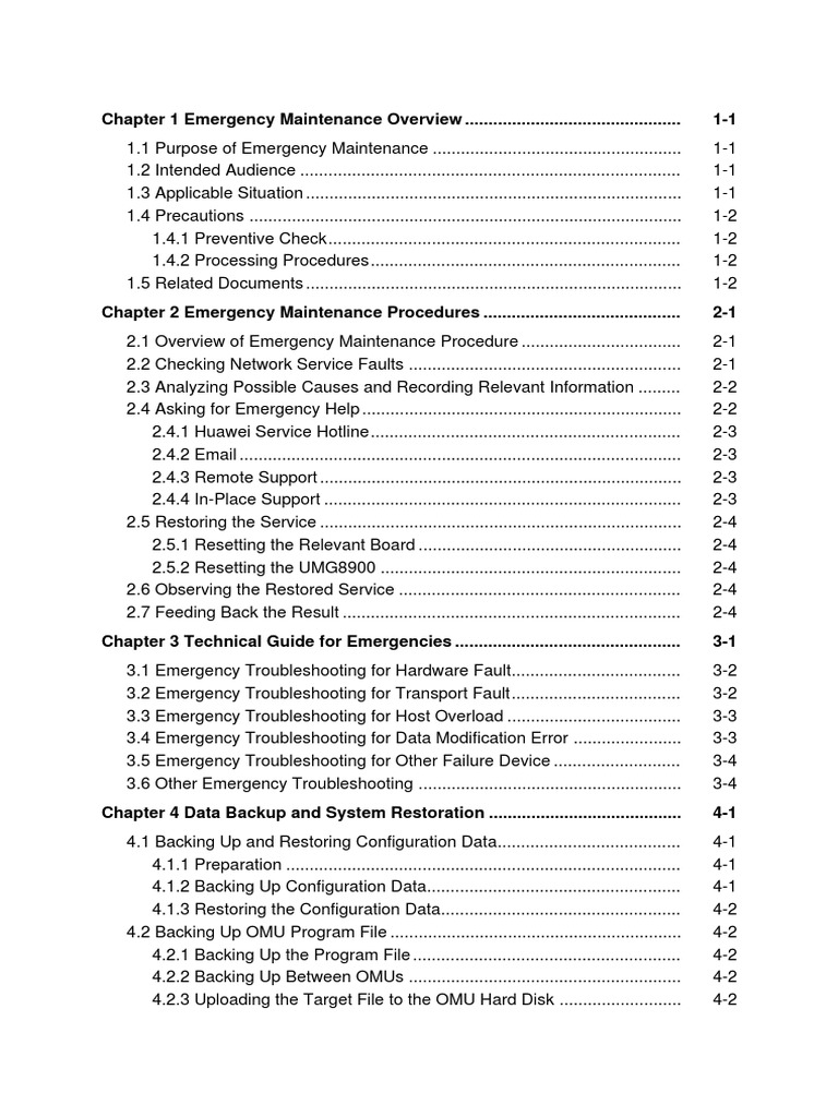 UMG8900 Maintenance Manual-Emergency Maintenance | PDF | File Transfer Protocol | Troubleshooting