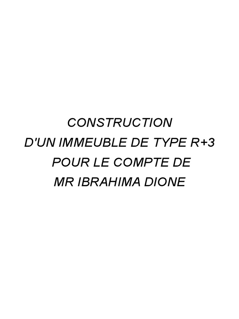 Projet de Construction D'un Immeuble de Type R+3 Pour Le Compte de MR ...