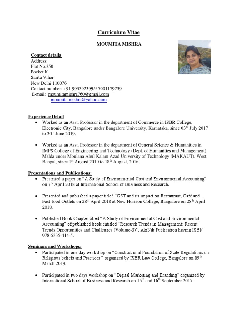 Resume - Moumita Mishra | PDF