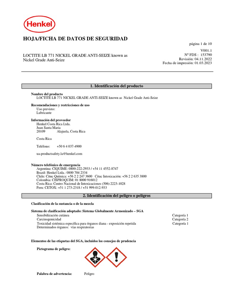 Loctite 771 2 | PDF | Química | Sustancias químicas
