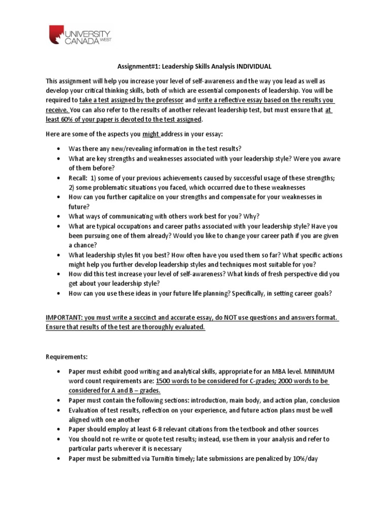 Assignment#1 Leadership Skills Analysis INDIVIDUAL_Summer_2023 | PDF ...