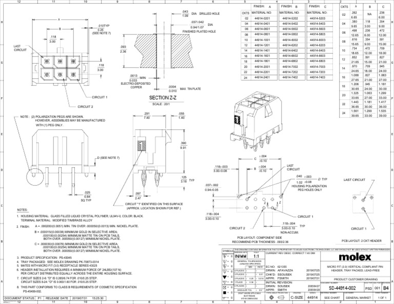 Molex Micro Fit 3.0 449142001 - SD | PDF | Printed Circuit Board ...
