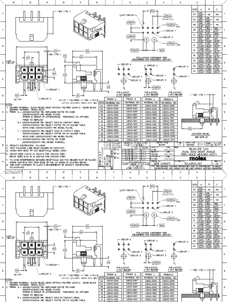 Molex Micro Fit 3.0 Right Angle Header 430450400_sd | PDF