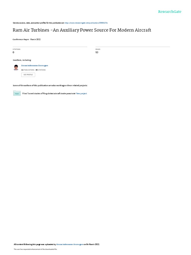 Ram Air Turbines - An Auxiliary Power Source For Modern Aircraft | PDF ...