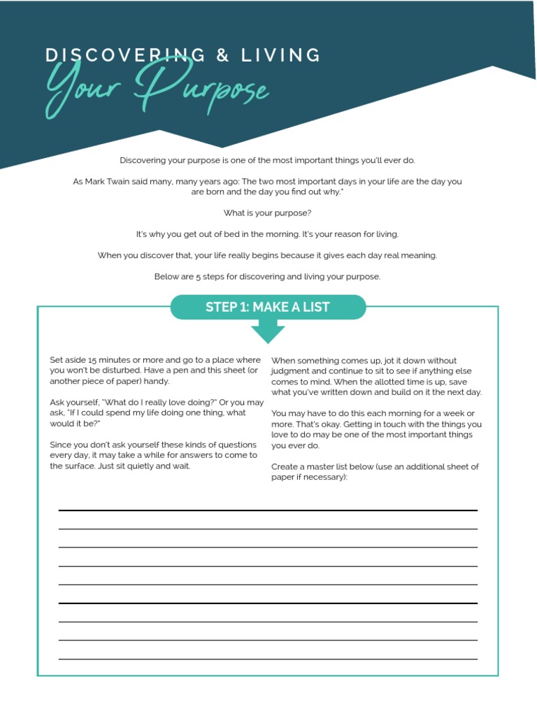 Discovering Your Life Purpose Guide | PDF | Goal | Cognition