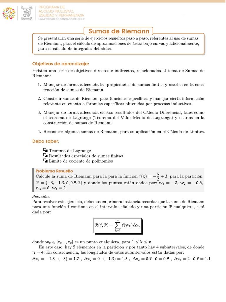 PAIEP Sumas de Riemann Ejemplos1 | PDF