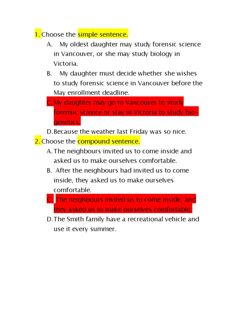 Practice Types of Sentence | PDF