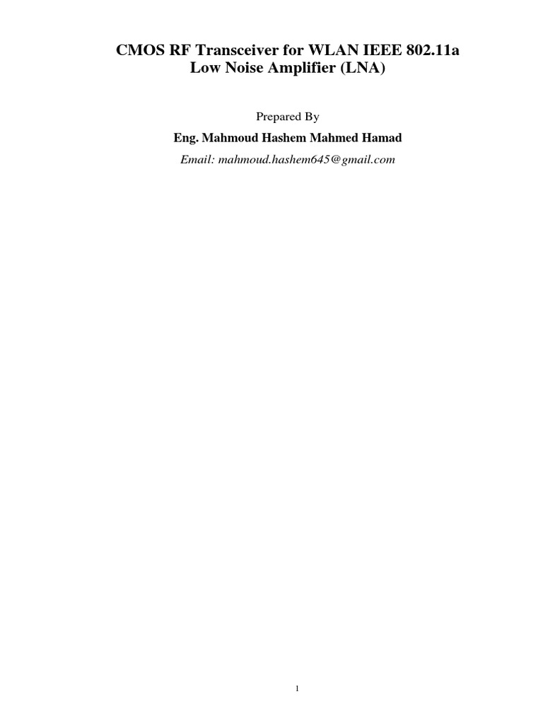 RF LNA Design for WLAN IEEE 802.11a | PDF | Inductor | Capacitor