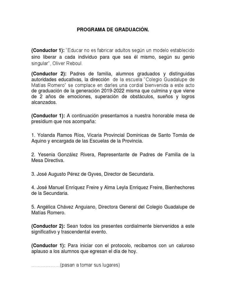 Programa de Graduación 1 | PDF
