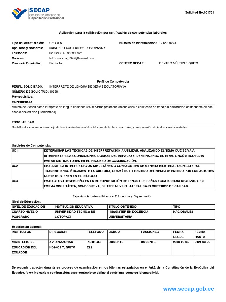 Certificacion Secap | PDF