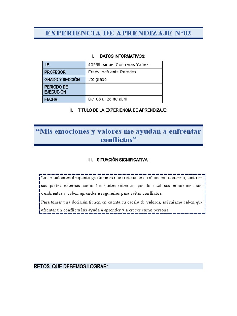 Experiencia De Aprendizaje N Pdf Aprendizaje Comunicación Humana