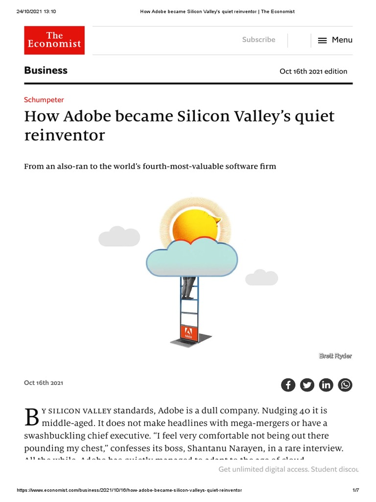 How Adobe Became Silicon Valley's Quiet Reinventor - The Economist ...