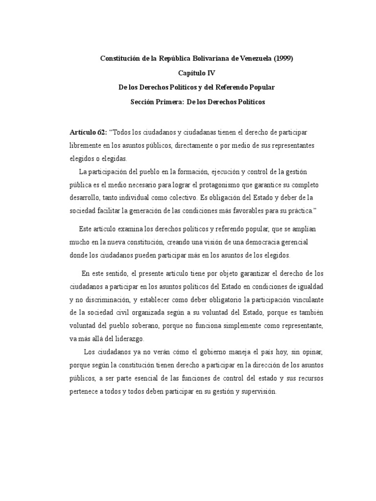 Constitución De La República Bolivariana De Venezuela Pdf