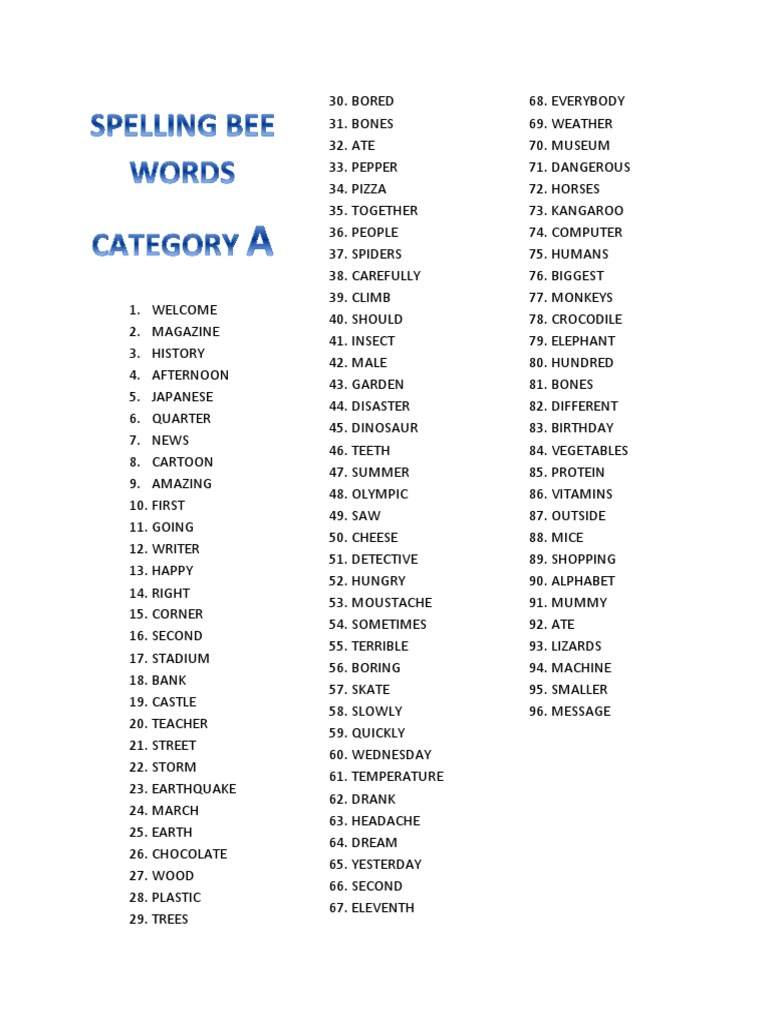 List Spelling Bee | PDF