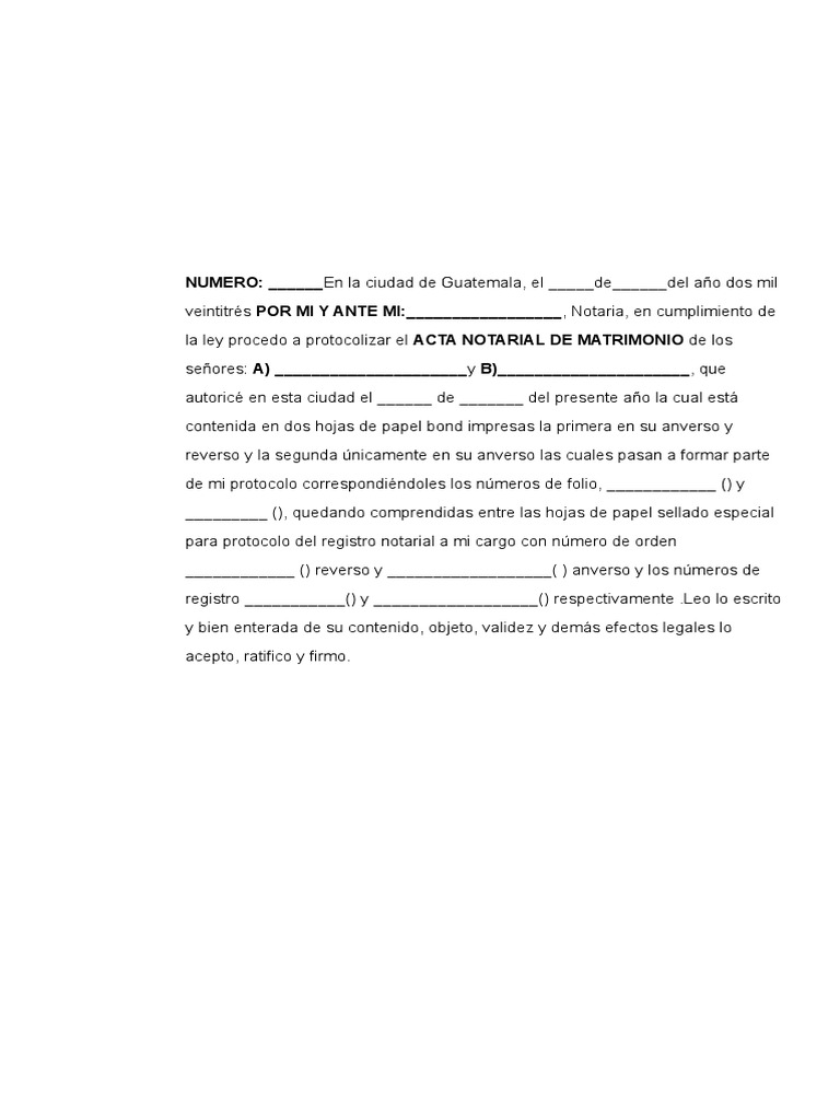 Protocolización de Acta de Matrimonio | PDF
