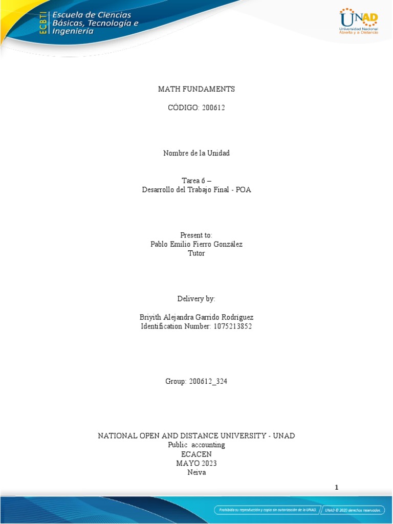 Tarea 6 - Garrido - Briyith | PDF | Matemática Elemental | Álgebra