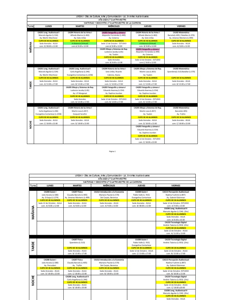 2023 2C Oferta Horaria | PDF