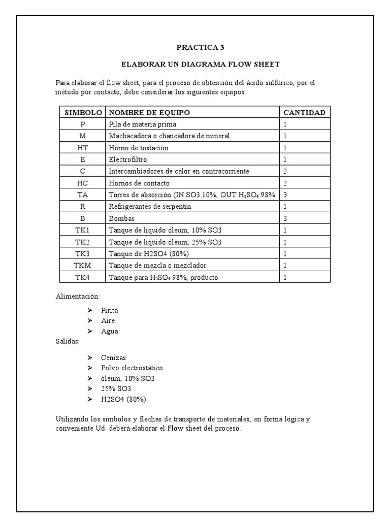 Practica 3. Flow Sheet | PDF