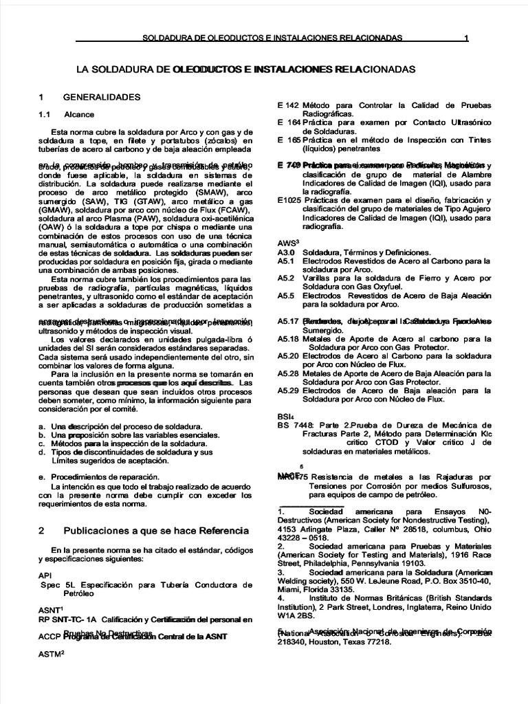 Norma API 1104 Español | PDF | Materiales | Calefacción eléctrica