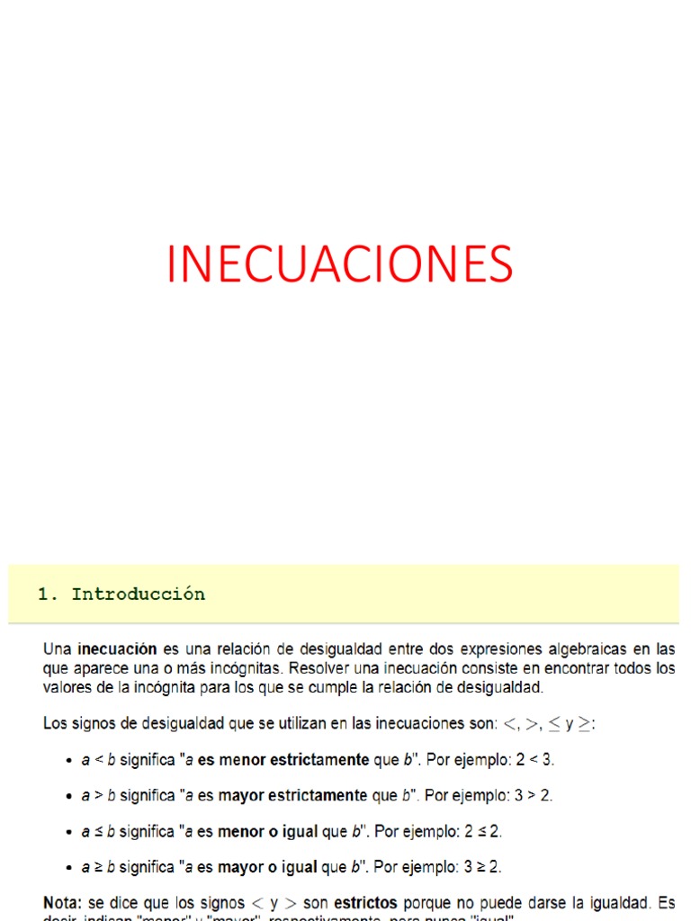 Inecuaciones de Primer Grado | PDF