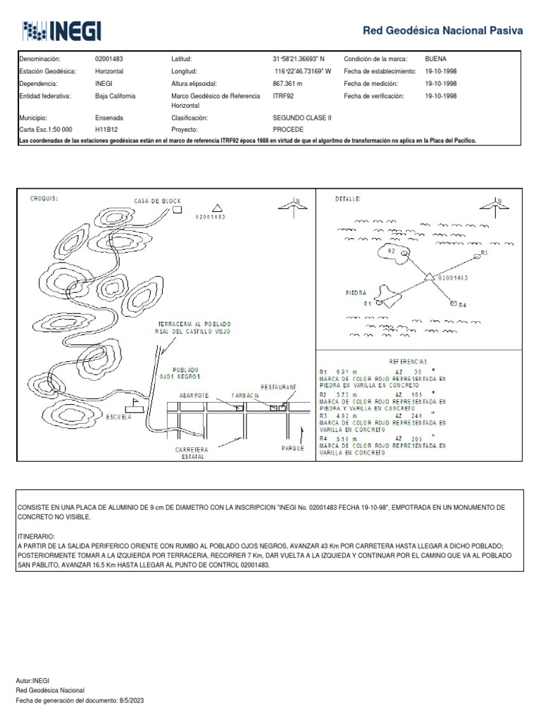 Estación Geodésica Ensenada ITRF92 | PDF