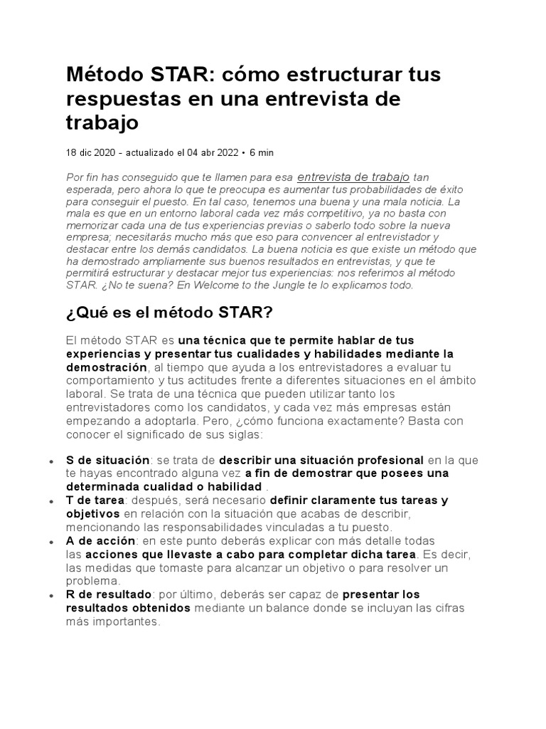 Método STAR | PDF