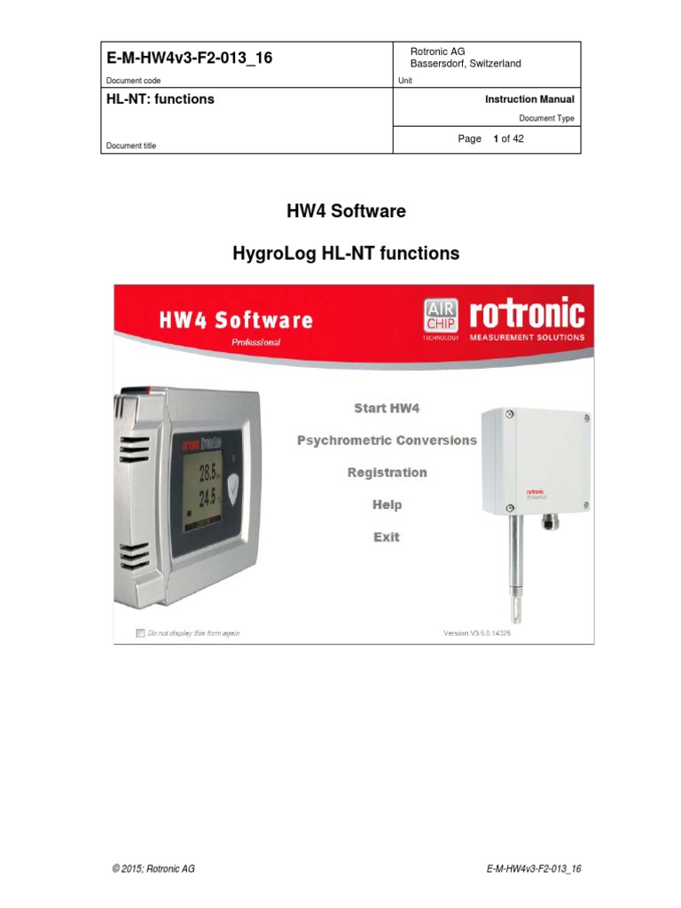 Hw4 Software Hygrolog HL-NT Functions: E-M-Hw4V3-F2-013 - 16 | PDF | Computer File | Computing
