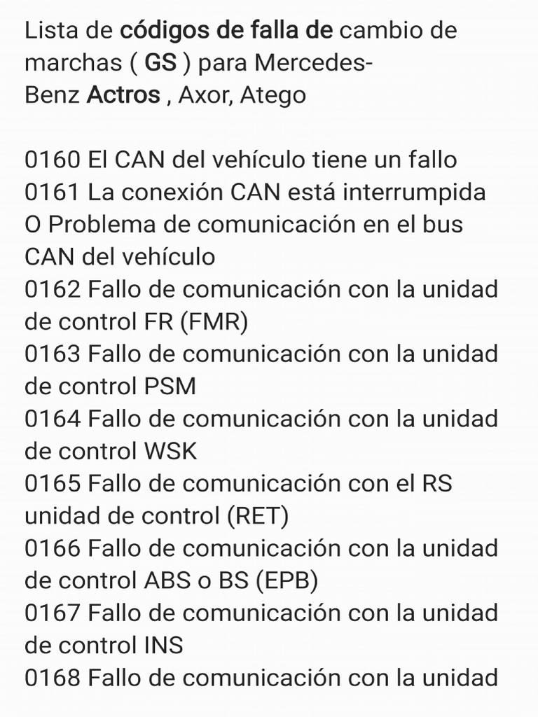 GS Códigos de Fallas - 211019 - 230729 | PDF