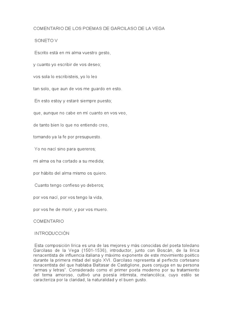 Análisis de Sonetos de Garcilaso | PDF | Metro (poesía) | Poesía