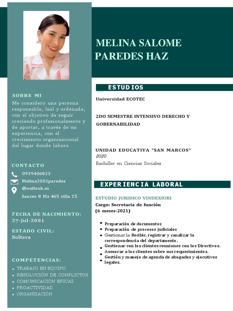 CV Melina P | PDF | Business