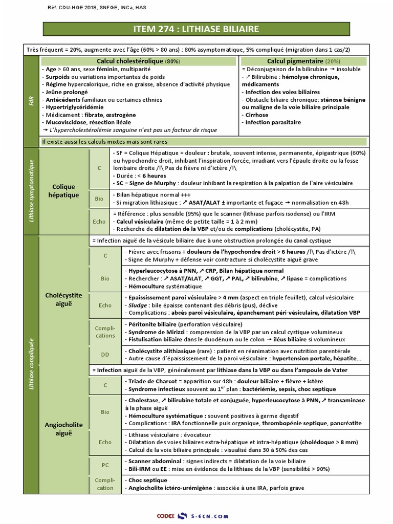 Lithiase Biliaire - V2 | PDF | Vésicule biliaire | Maladies digestives