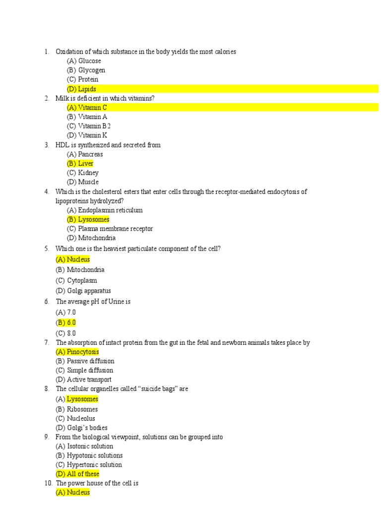 Battery Exam | PDF | Amino Acid | Lysosome