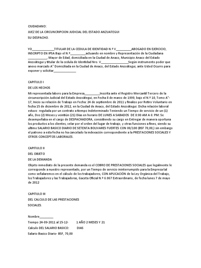 Formato de Demanda | PDF | Salario