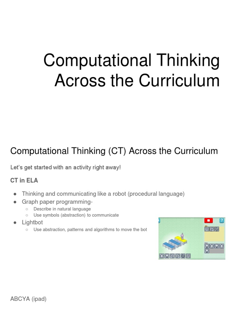 Computational Thinking Across The Curriculum STEM Sym 2018 | PDF ...