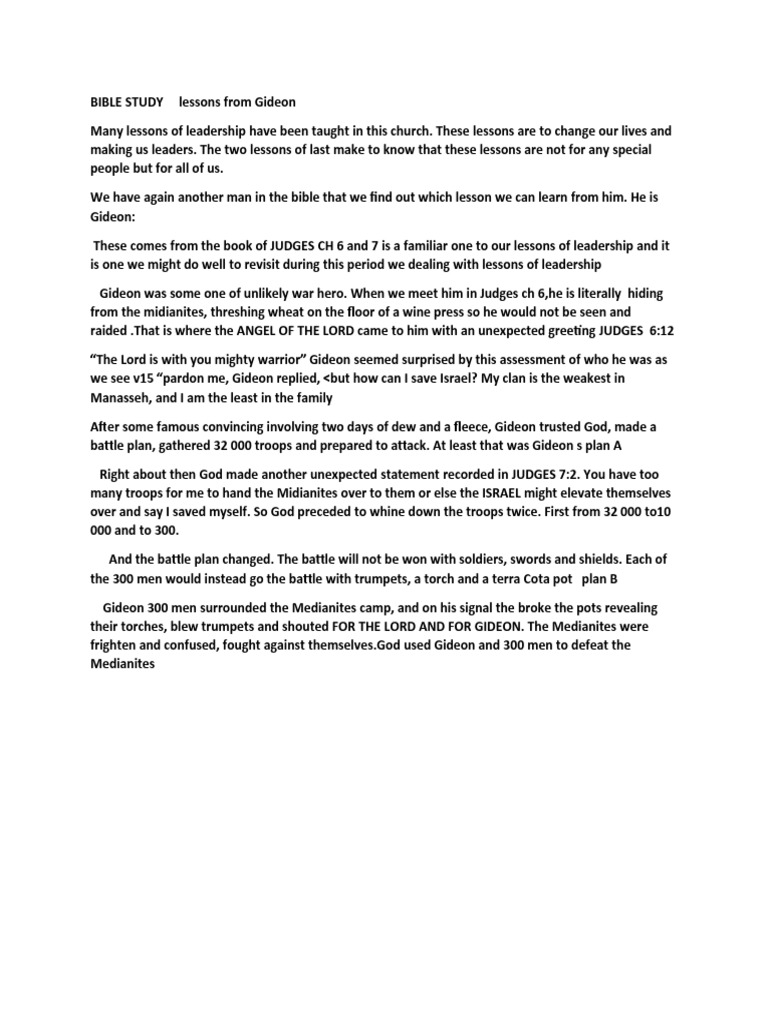 BIBLE STUDY Lessons From Gideon | PDF
