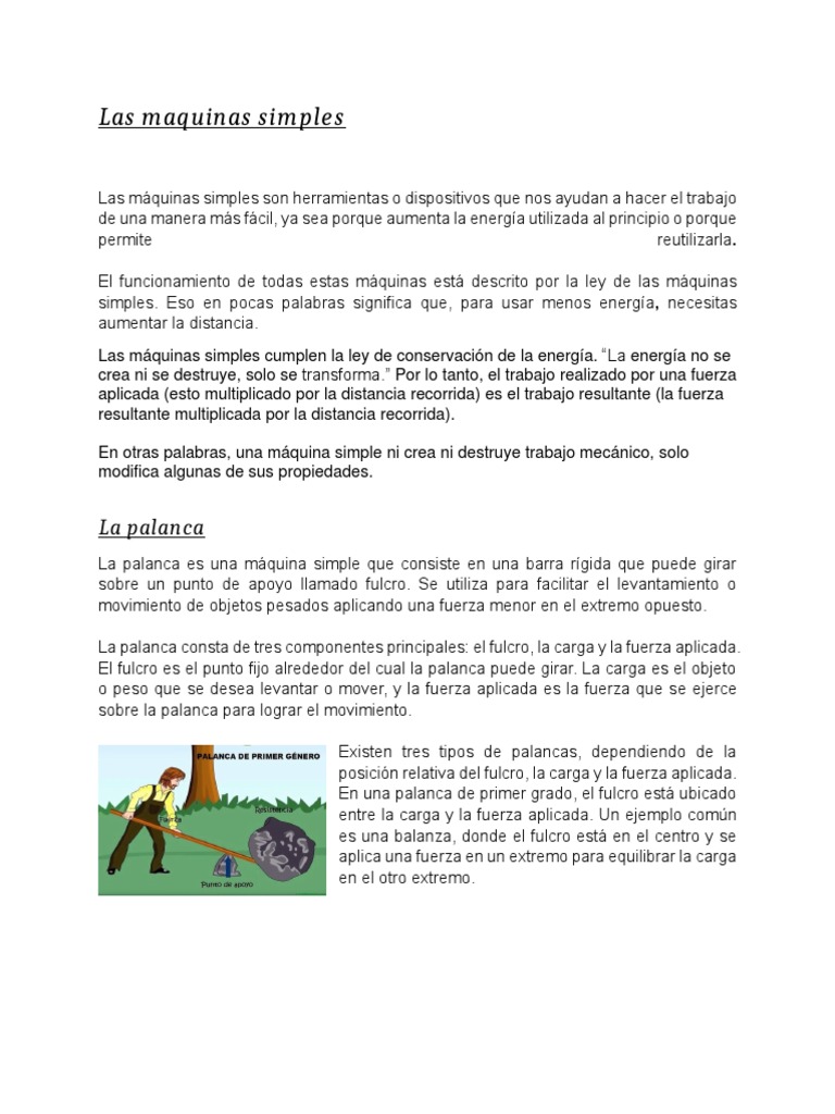 Introducción a las máquinas simples | PDF | Palanca | Balanza