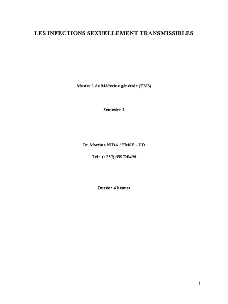 Em4 Cours N°5 Infections Sexuellement Transmissibles | PDF