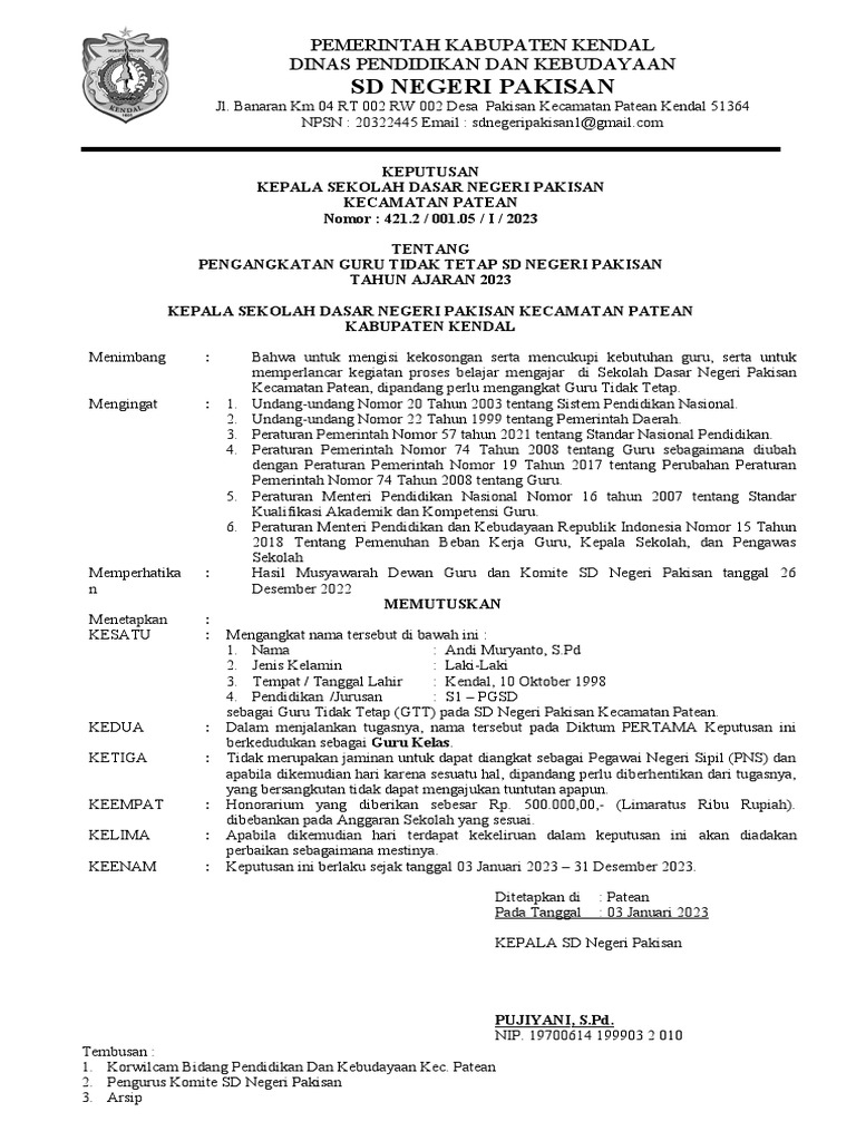 SK GTT - PTT Contoh DIAN RAHAYU | PDF