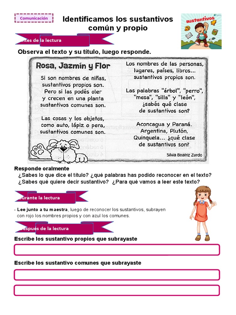 Ficha Identificamos Los Sustantivos | PDF | Estudios de idiomas extranjeros