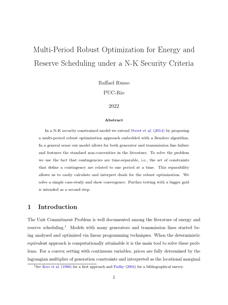 Multi Period Robust Optimization For Energy And Reserve Scheduling Under A N K Security Criteria