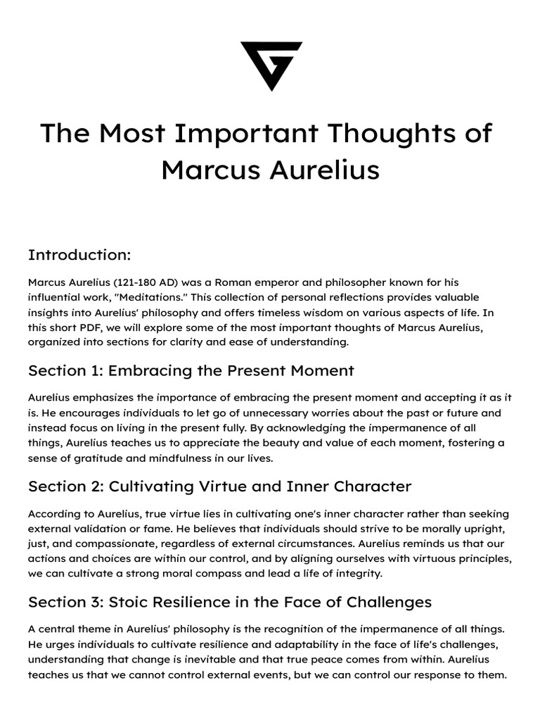 Vitality Guild - Marcus Aurelius | PDF | Virtue | Thought