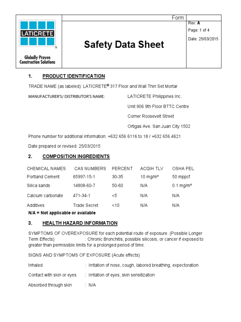 317 MSDS | PDF | Building Materials | Materials