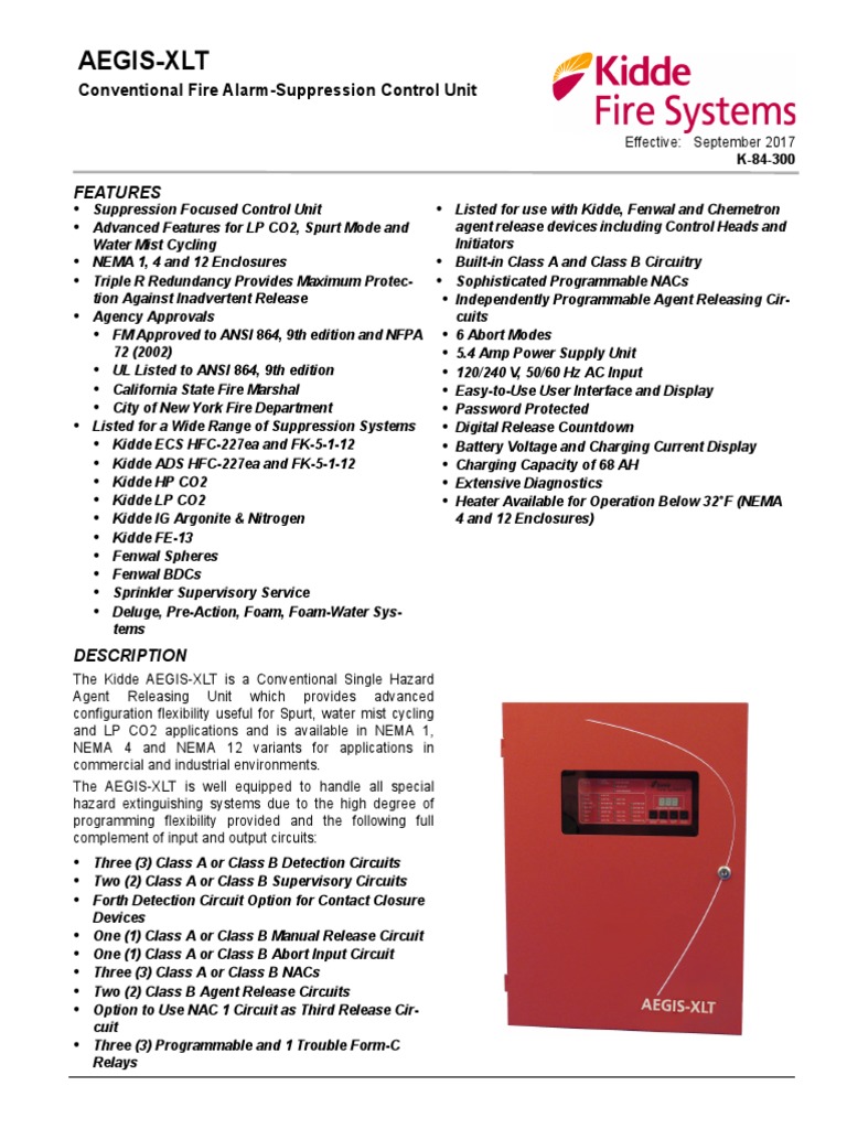 AEGIS-XLT Conventional Fire Alarm-Suppression Control Unit K-84-300 Print | Download Free PDF ...