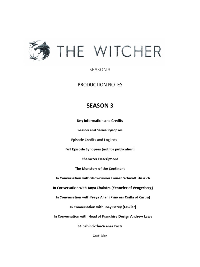 Witcher S3 Production Notes | PDF | General Fiction