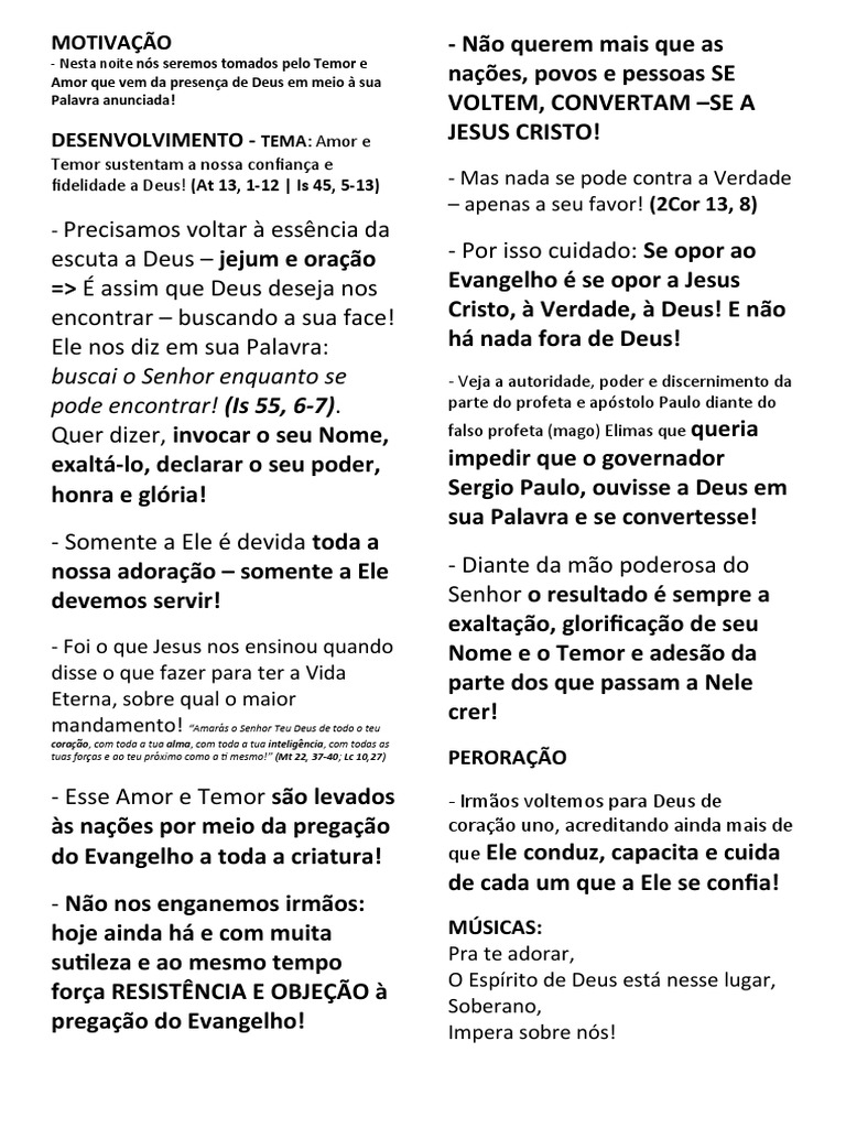 Pregação GO - Invocamos - Amor e Temor Sustentam Nossa Confiança e ...