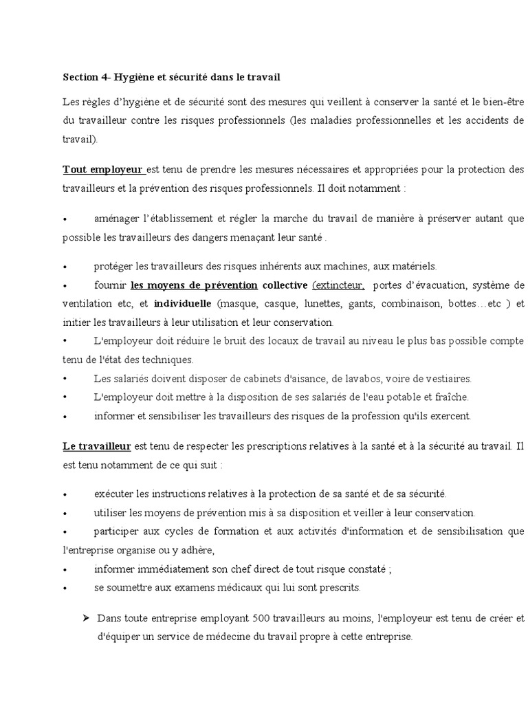 Les Règles D'hygiène Et de Sécurité | PDF | Santé et sécurité au ...