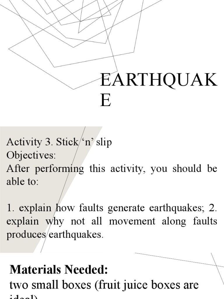 Earthquake Generation Activity for Students | PDF