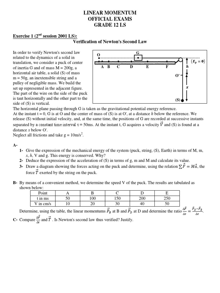 Linear Momentum Official Exams LS | PDF | Newton's Laws Of Motion | Force