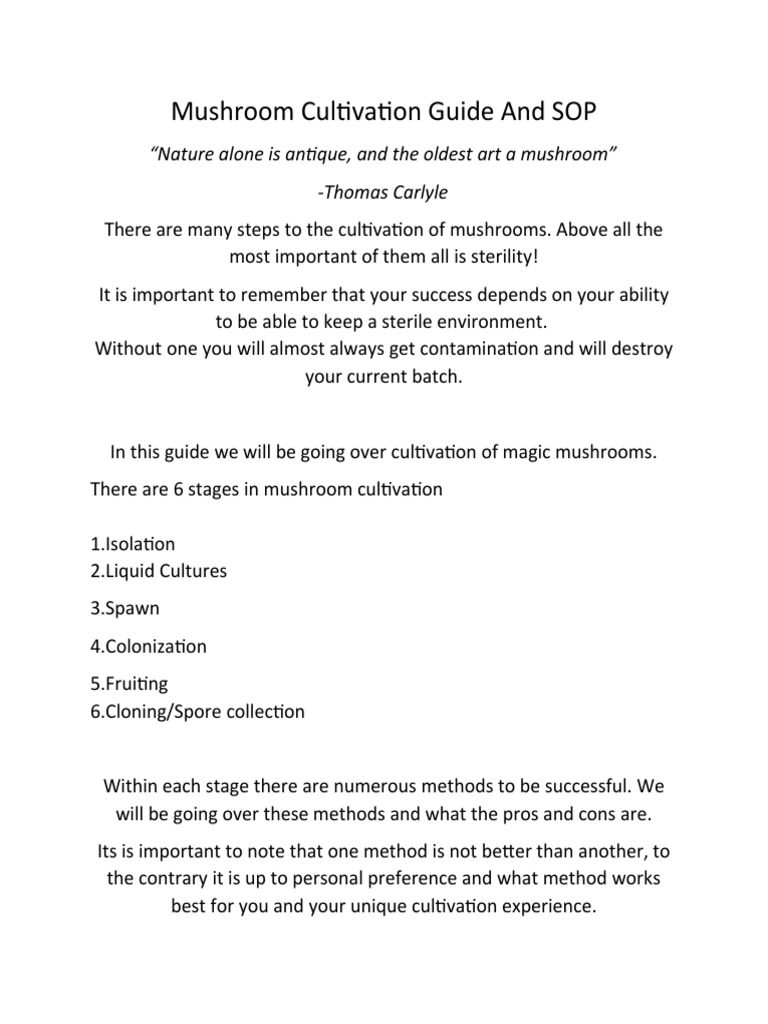 Mushroom Cultivation Guide and SO1 | PDF | Agar