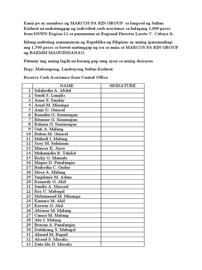 Kami Po Ay Members NG MARCOS PA RIN GROUP Sa Lungsod NG Sultan Kudarat ...